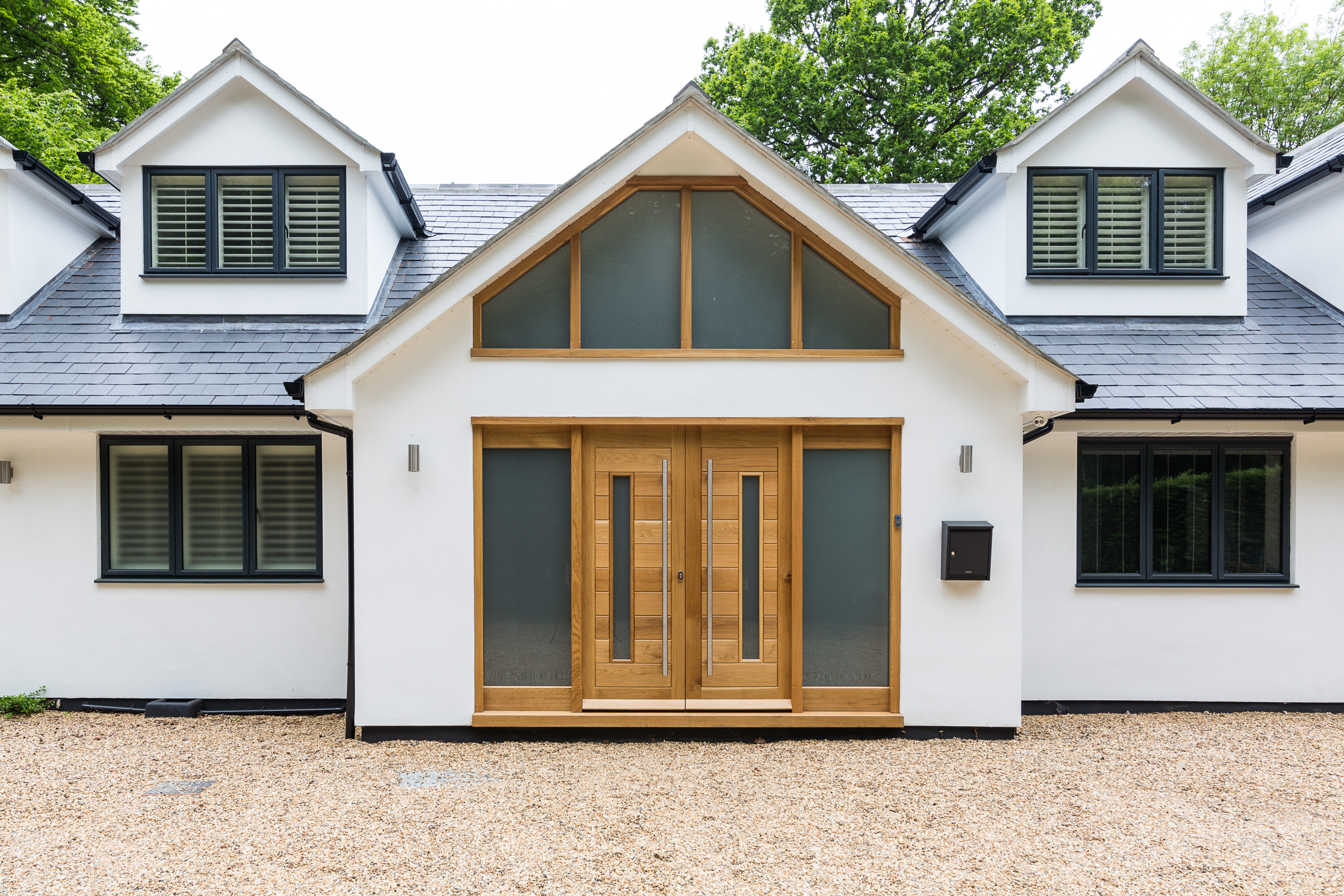 Feature oak gable and double front door - MPG Bespoke